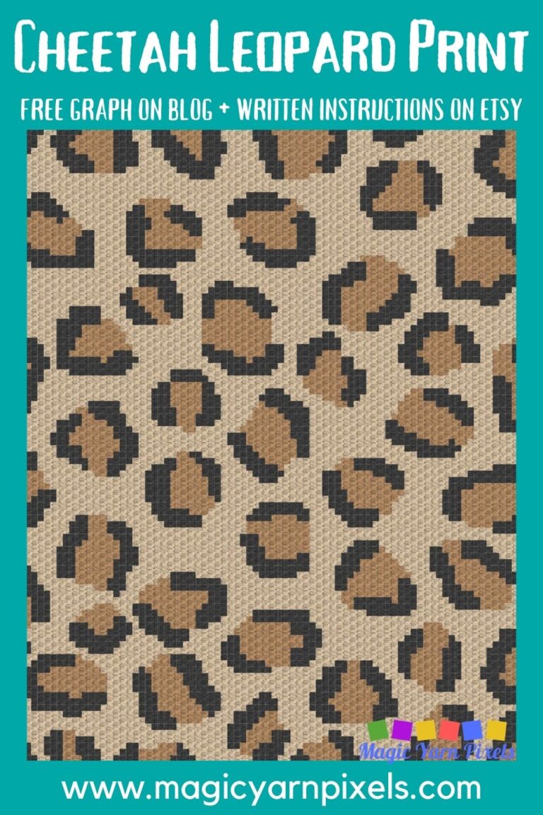 Cheetah Leopard Print C2C Crochet Pattern & Free Graph - Magic Yarn Pixels