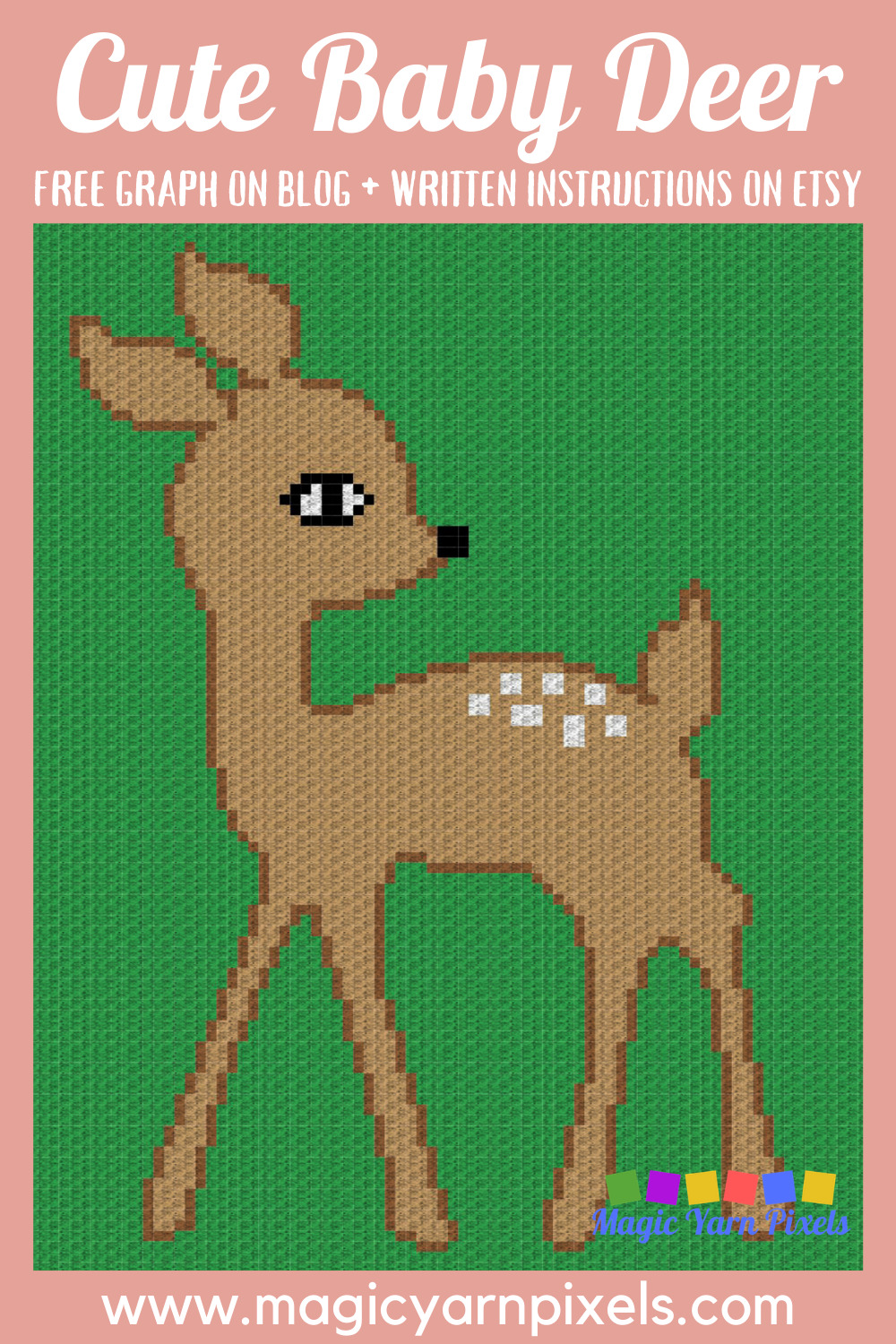 Cute Baby Deer C2C Crochet Pattern & Free Graph - Magic Yarn Pixels