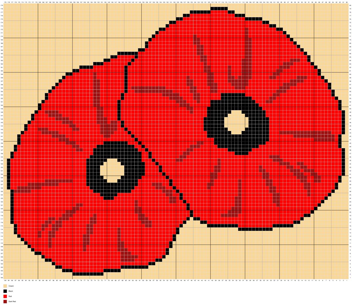 Remembrance Poppies C2C Crochet Pattern & Free Graph - Magic Yarn Pixels