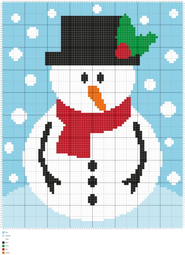 Christmas Snowman C2C Crochet Pattern & Free Graph - Magic Yarn Pixels