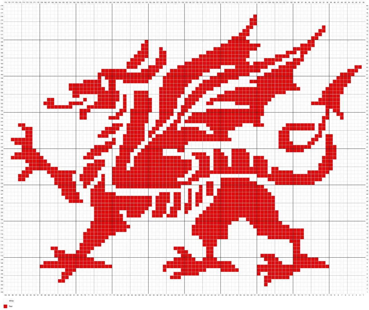 Welsh Dragon C2C Crochet Pattern & Free Graph - Magic Yarn Pixels
