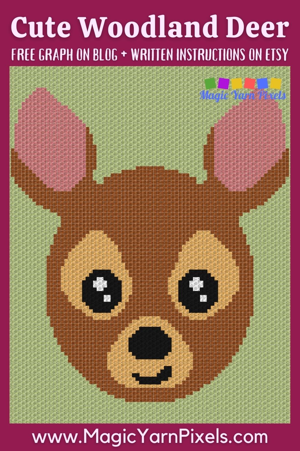 Cute Woodland Deer C2C Crochet Pattern & Free Graph - Magic Yarn Pixels