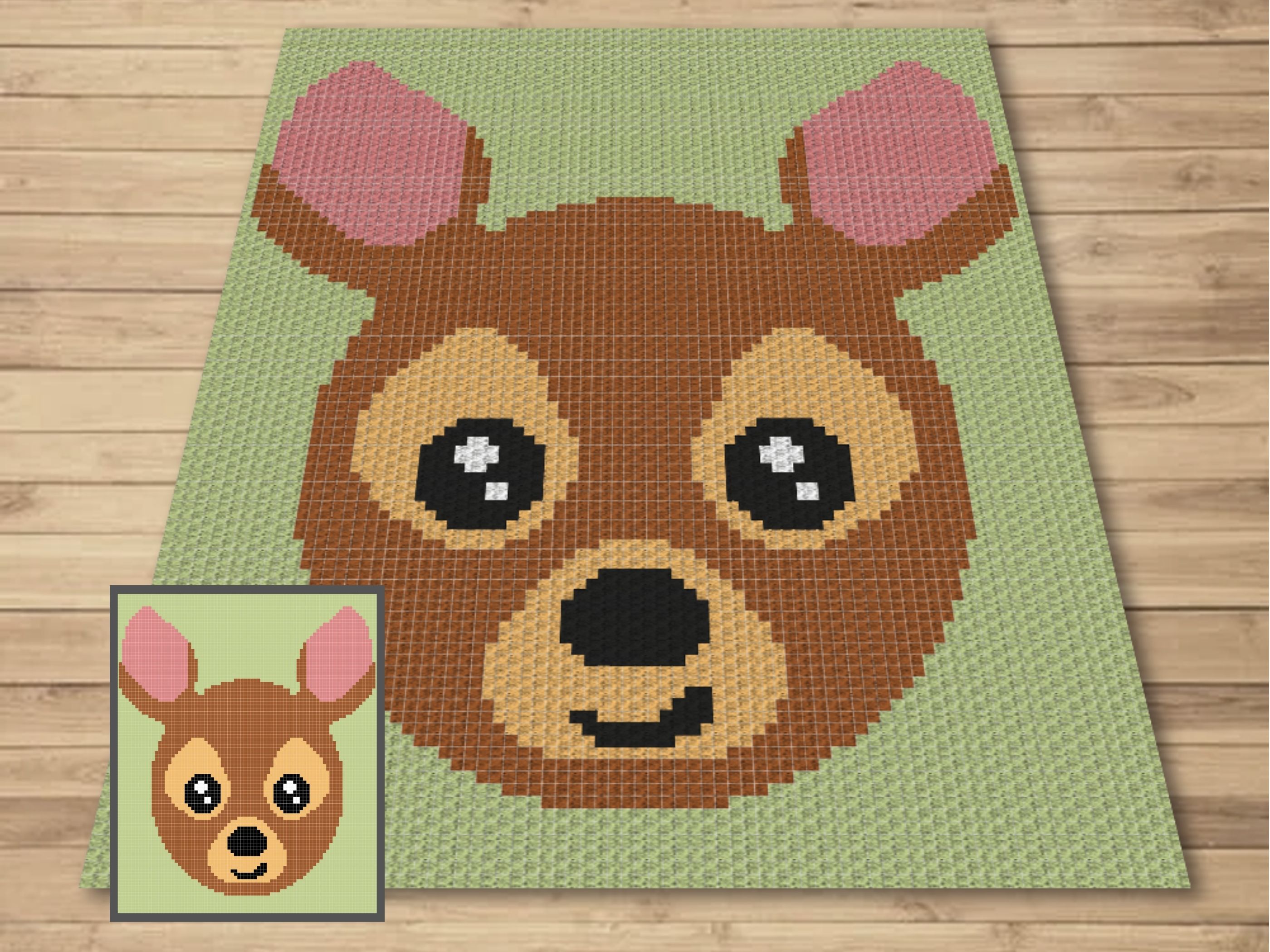 Cute Woodland Deer C2C Crochet Pattern & Free Graph - Magic Yarn Pixels