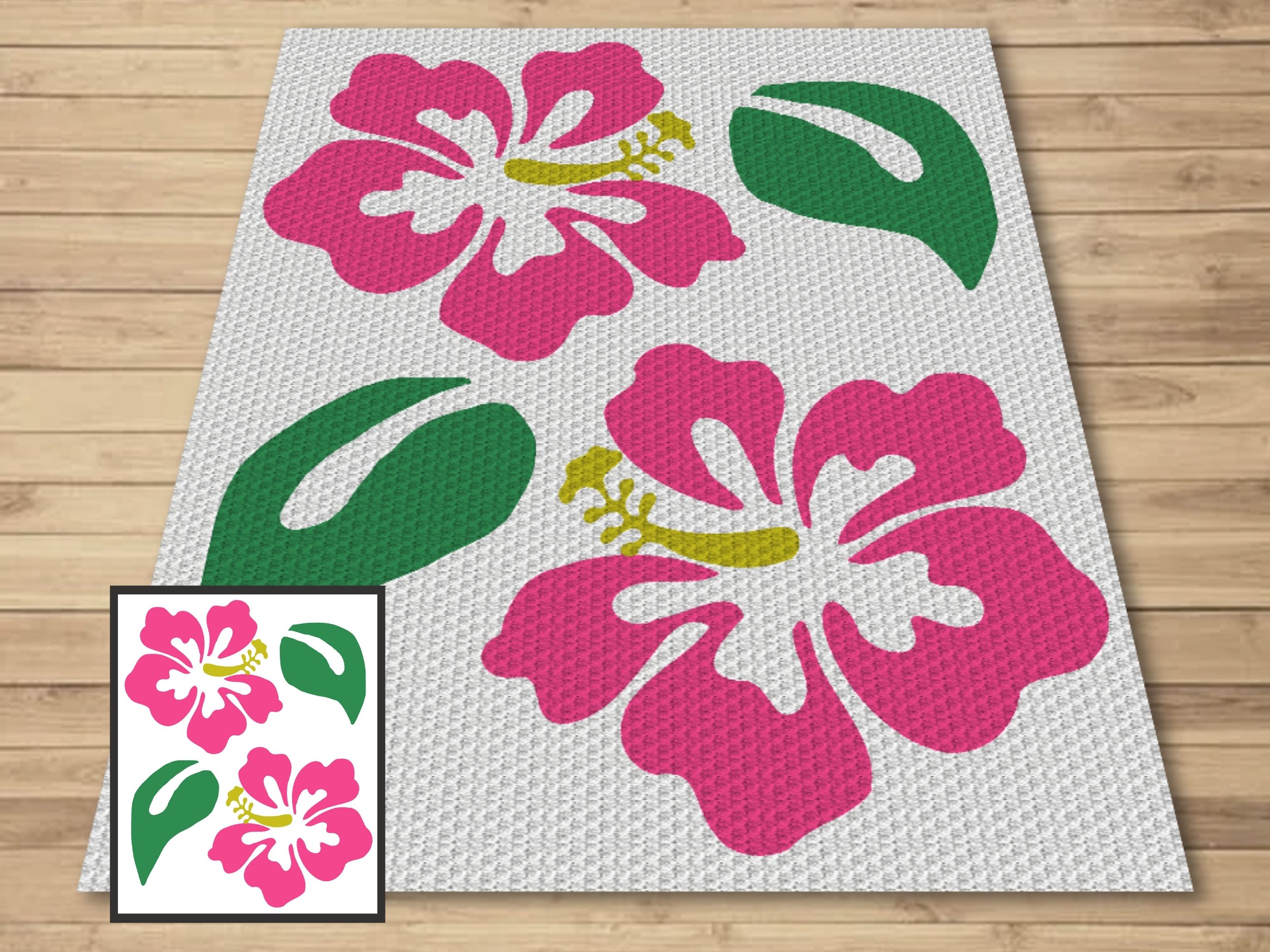 Pink Hawaiian Hibiscus Flower C2C Crochet Pattern & Free Graph - Magic ...