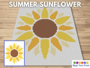 Summer Sunflower C2C Crochet Pattern & Free Graph - Magic Yarn Pixels