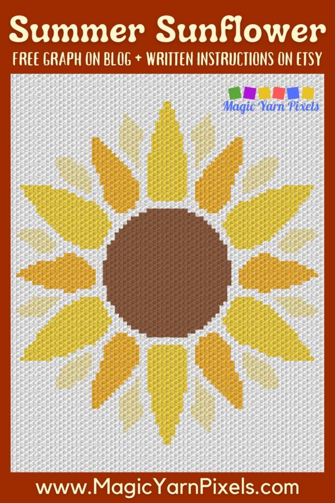 Summer Sunflower C2C Crochet Pattern & Free Graph - Magic Yarn Pixels