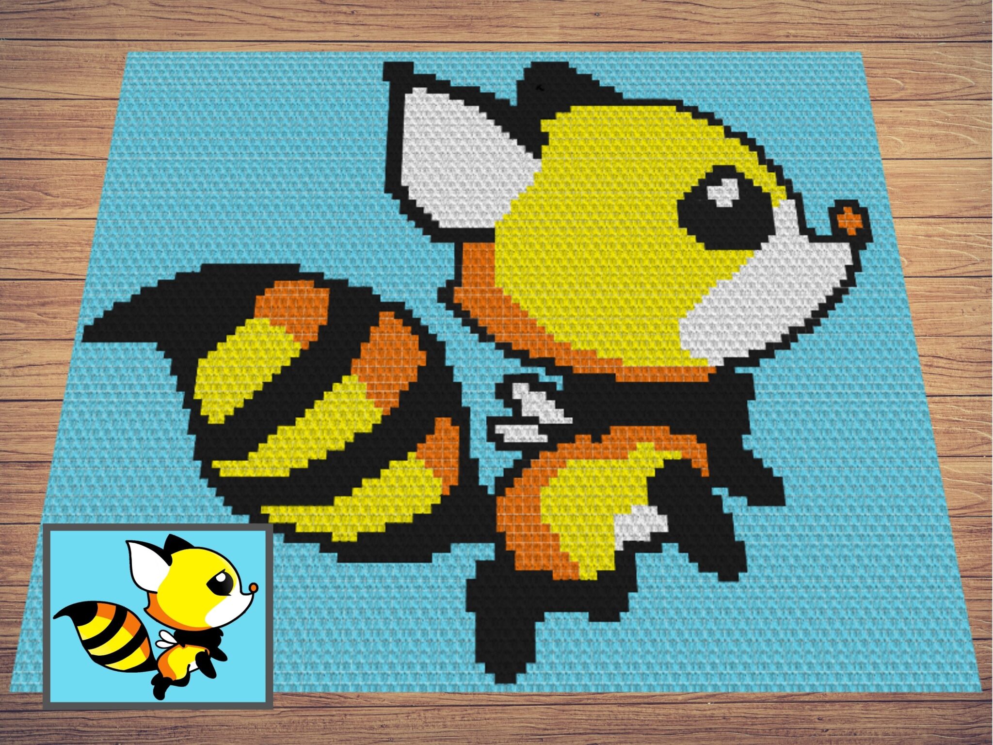 Flying Fox Bee C2C Crochet Pattern & Free Graph - Magic Yarn Pixels