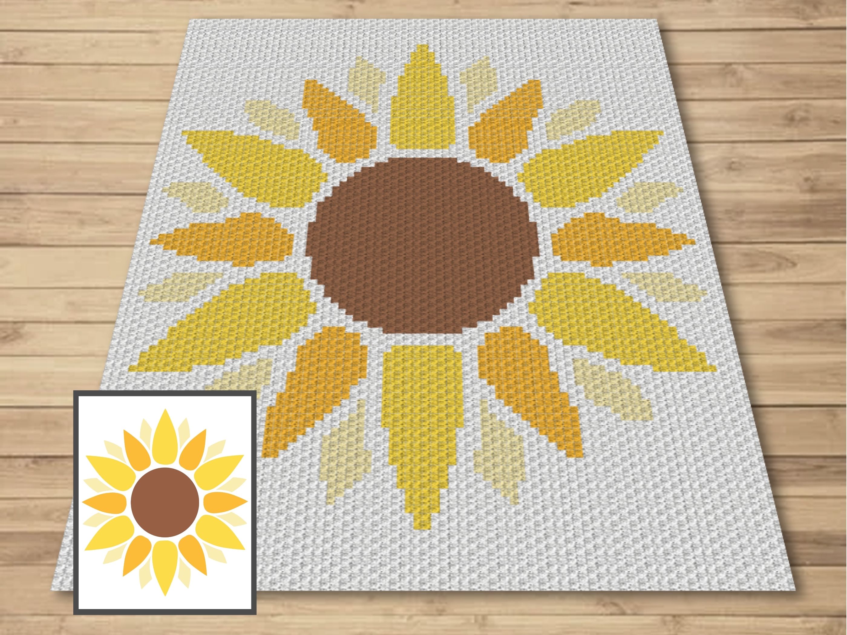 Summer Sunflower C2C Crochet Pattern & Free Graph - Magic Yarn Pixels