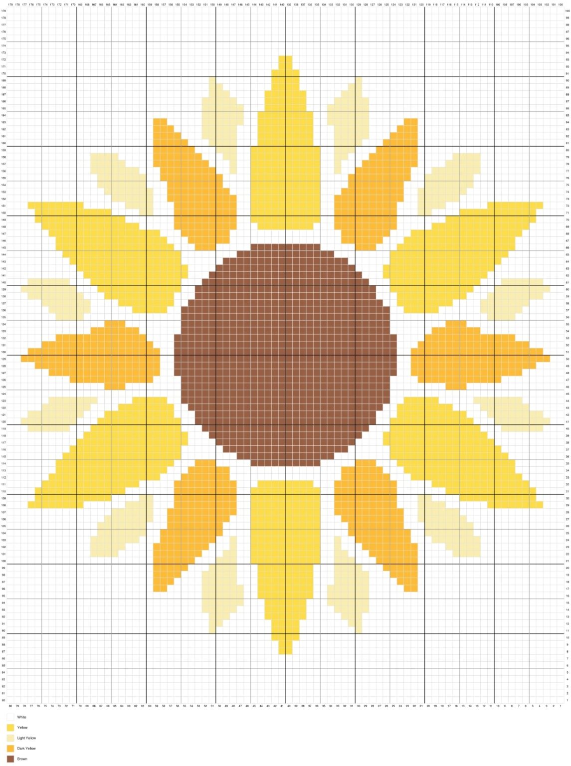 Summer Sunflower C2C Crochet Pattern & Free Graph - Magic Yarn Pixels