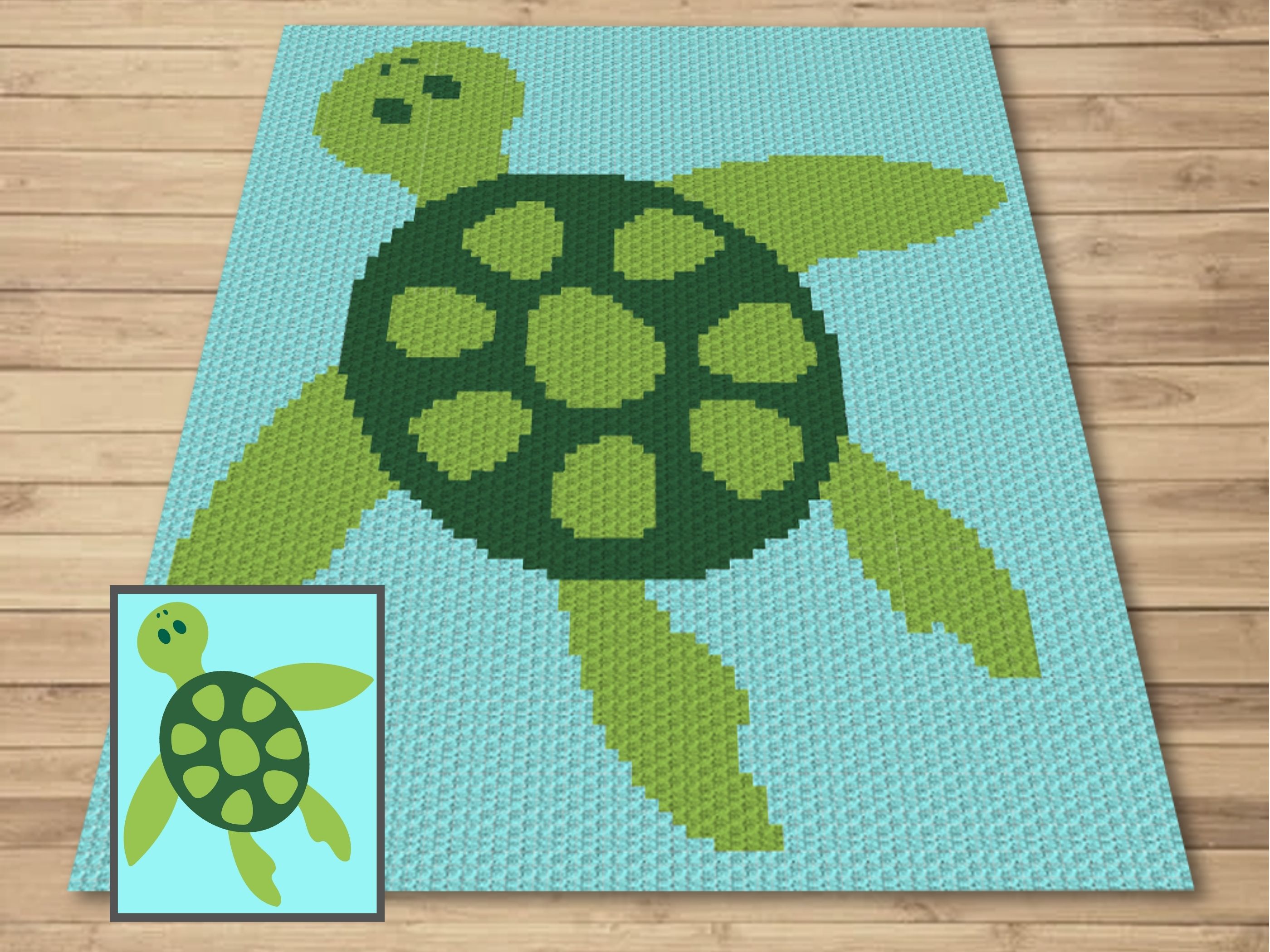 Sea Turtle C2C Crochet Pattern & Free Graph - Magic Yarn Pixels