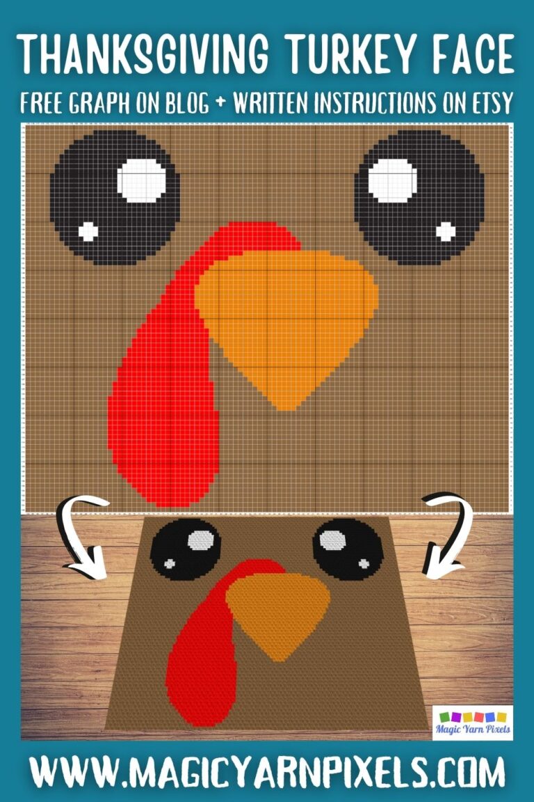 Thanksgiving Turkey Face C2C Crochet Pattern & Free Graph - Magic Yarn ...