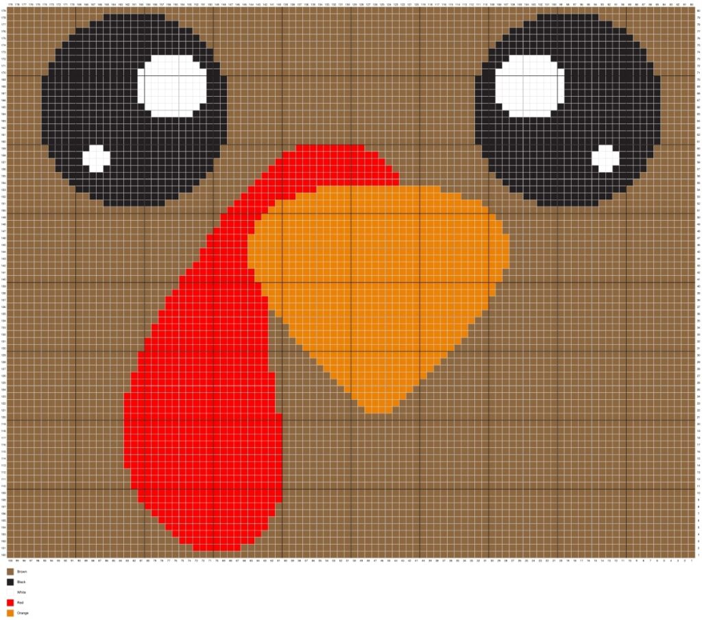 Thanksgiving Turkey Face C2C Crochet Pattern & Free Graph - Magic Yarn ...