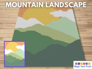 Mountain Landscape C2C Crochet Pattern & Free Graph - Magic Yarn Pixels