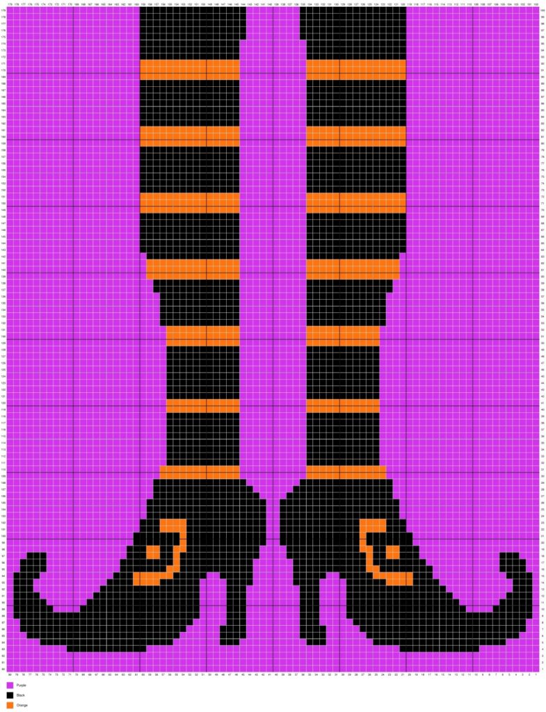 Halloween Witch Legs C2C Crochet Pattern & Free Graph - Magic Yarn Pixels