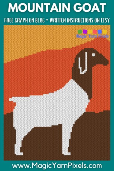 Mountain Goat C2C Crochet Pattern & Free Graph - Magic Yarn Pixels