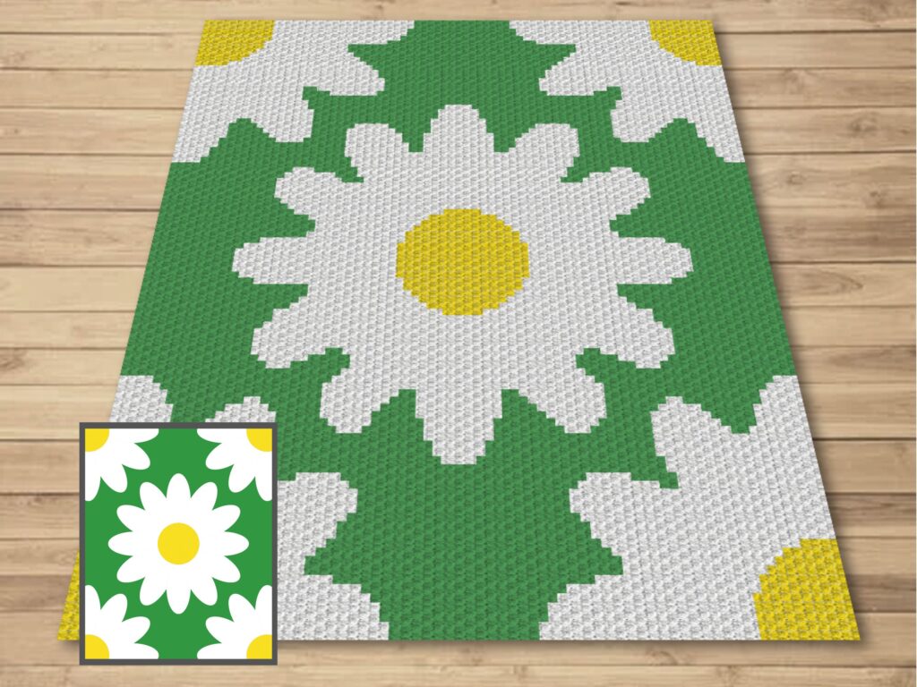 Daisy Print C2C Crochet Pattern & Free Graph - Magic Yarn Pixels