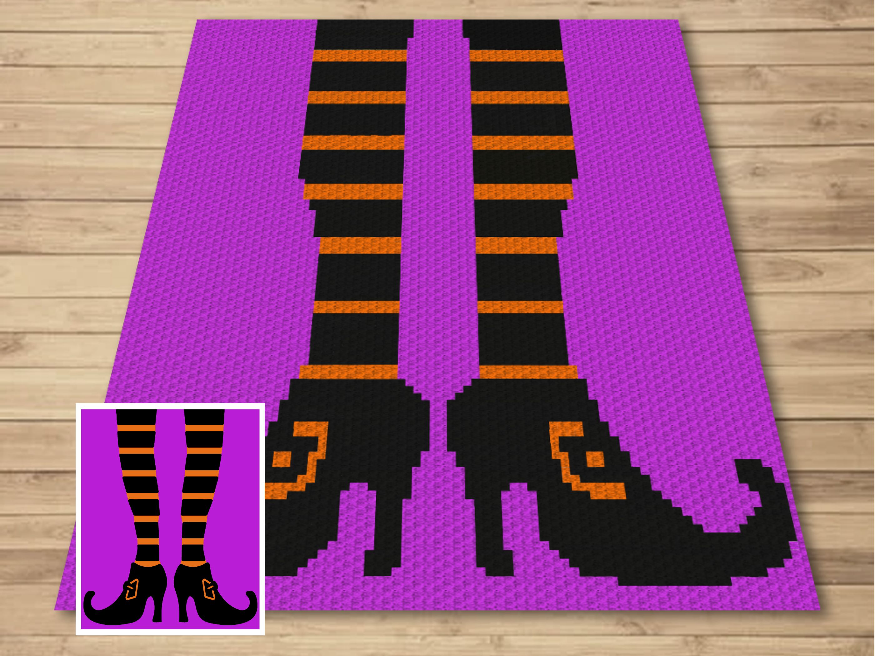 Halloween Witch Legs C2C Crochet Pattern & Free Graph - Magic Yarn Pixels