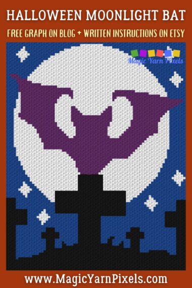 Halloween Moonlight Bat C2C Crochet Pattern & Free Graph - Magic Yarn ...