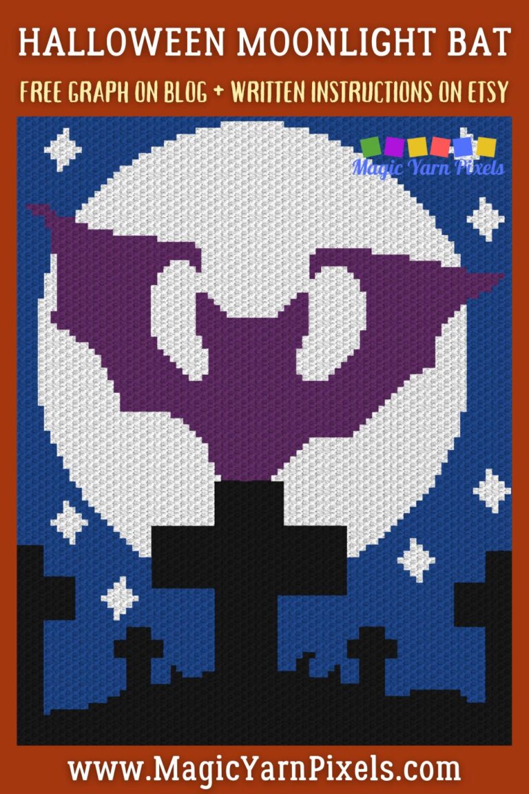 Halloween Moonlight Bat C2C Crochet Pattern & Free Graph - Magic Yarn ...