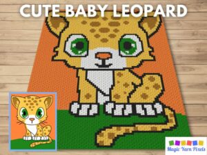 Cute Baby Leopard C2C Crochet Pattern & Free Graph - Magic Yarn Pixels