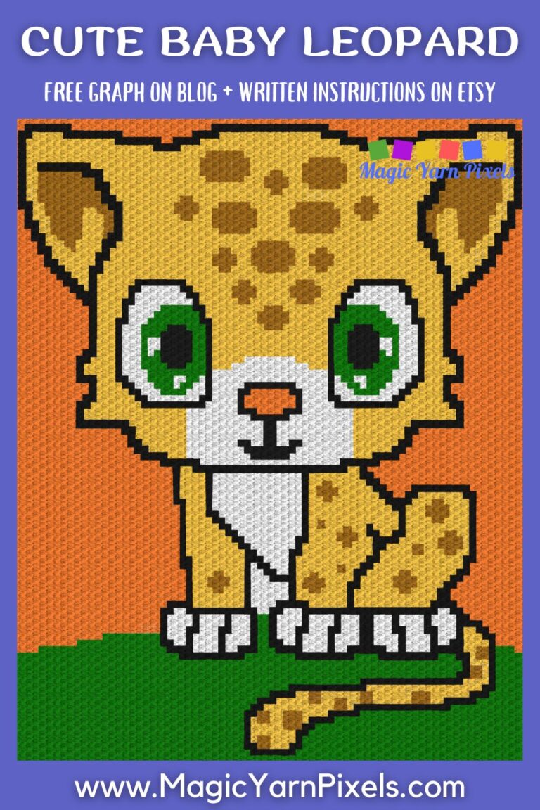 Cute Baby Leopard C2C Crochet Pattern & Free Graph - Magic Yarn Pixels