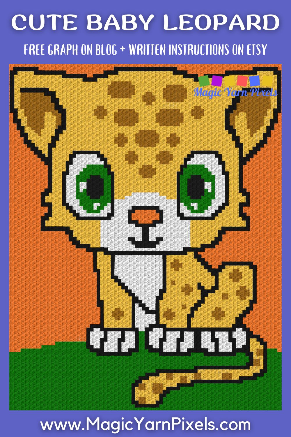 Cute Baby Leopard C2C Crochet Pattern & Free Graph - Magic Yarn Pixels