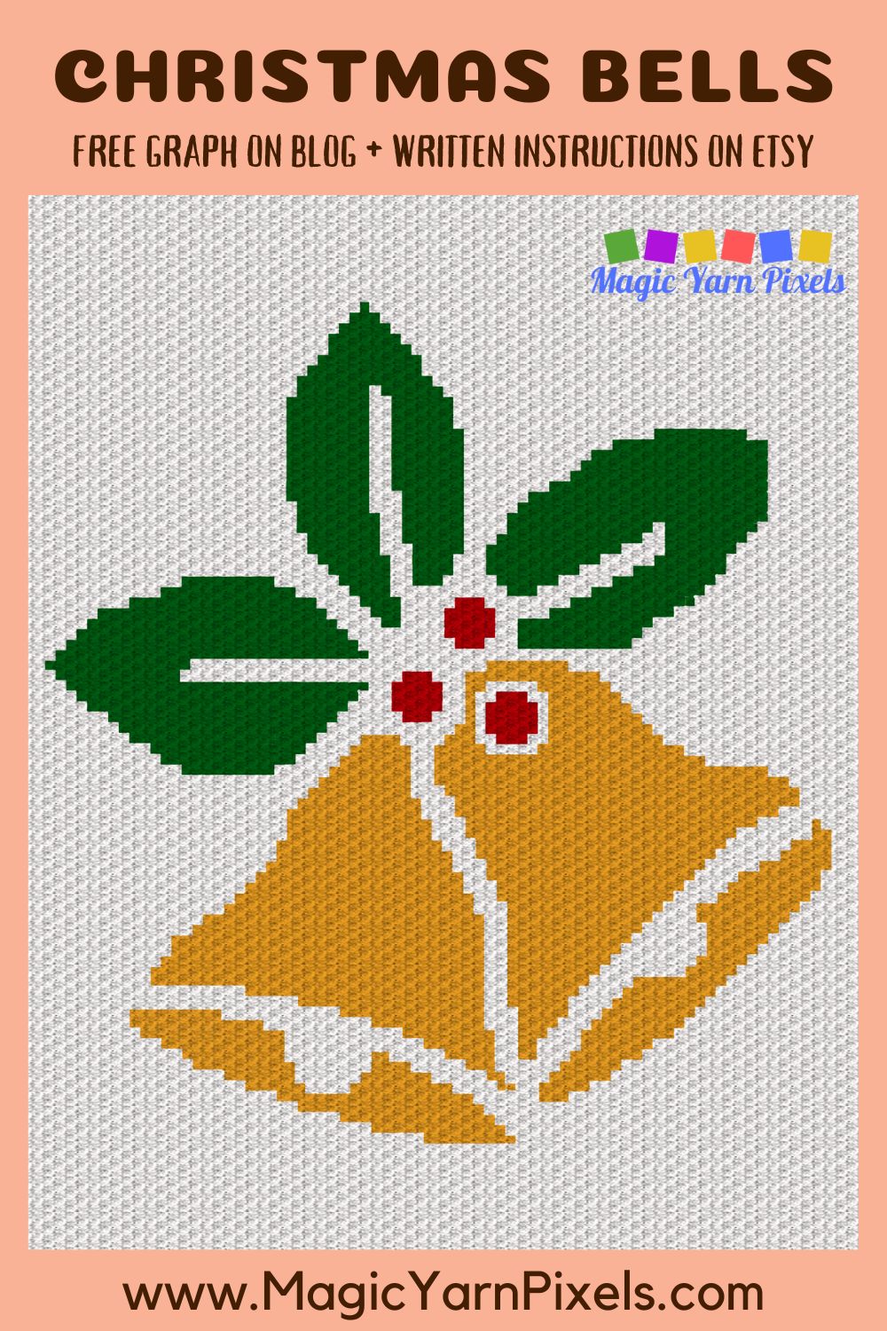 Christmas Bells C2C Crochet Pattern & Free Graph - Magic Yarn Pixels