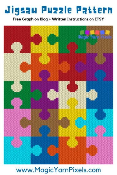 Jigsaw Puzzle Pattern C2C Crochet Pattern & Free Graph - Magic Yarn Pixels