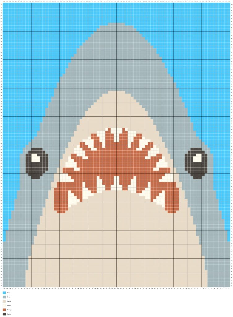 Baby Shark Head C2C Crochet Pattern & Free Graph - Magic Yarn Pixels