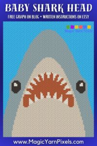 Baby Shark Head C2C Crochet Pattern & Free Graph - Magic Yarn Pixels