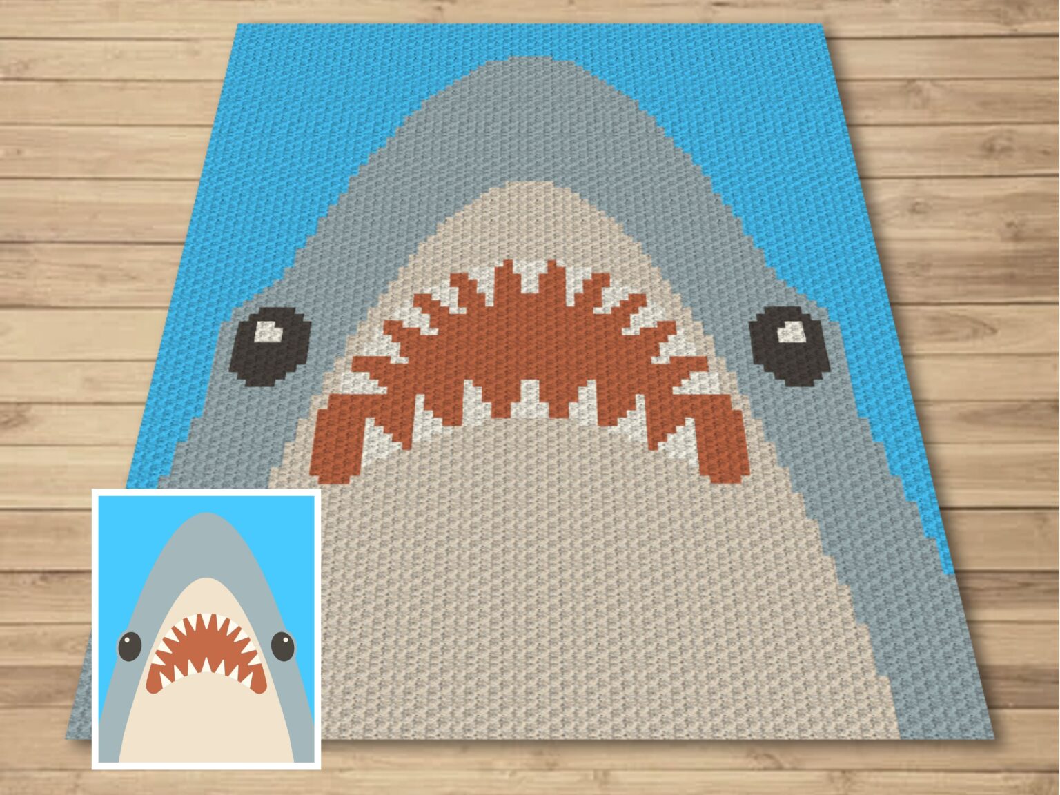 Baby Shark Head C2C Crochet Pattern & Free Graph - Magic Yarn Pixels