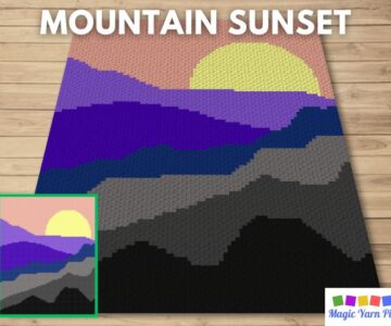 Mountain Landscape C2C Crochet Pattern & Free Graph - Magic Yarn Pixels