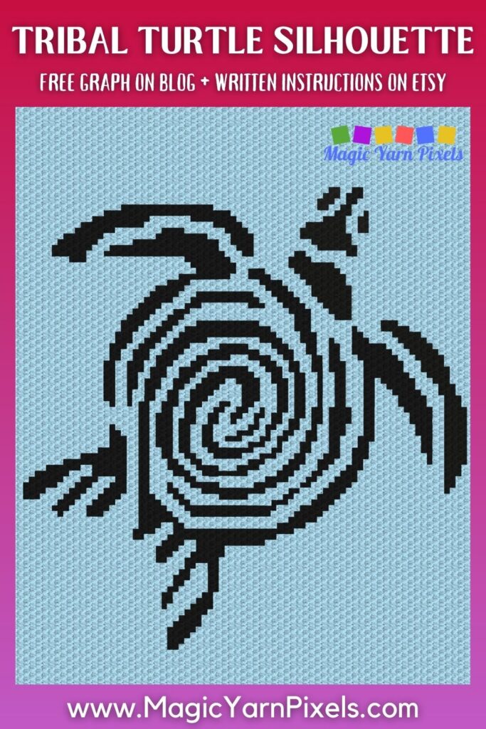 Tribal Turtle Silhouette C2C Crochet Pattern & Free Graph - Magic Yarn ...