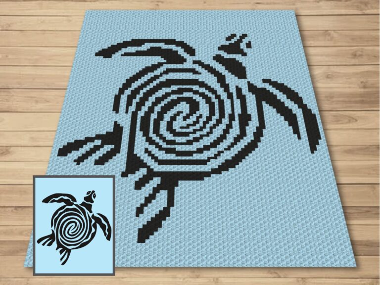 Tribal Turtle Silhouette C2C Crochet Pattern & Free Graph - Magic Yarn ...