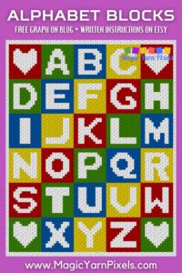Alphabet Blocks C2C Crochet Pattern & Free Graph - Magic Yarn Pixels