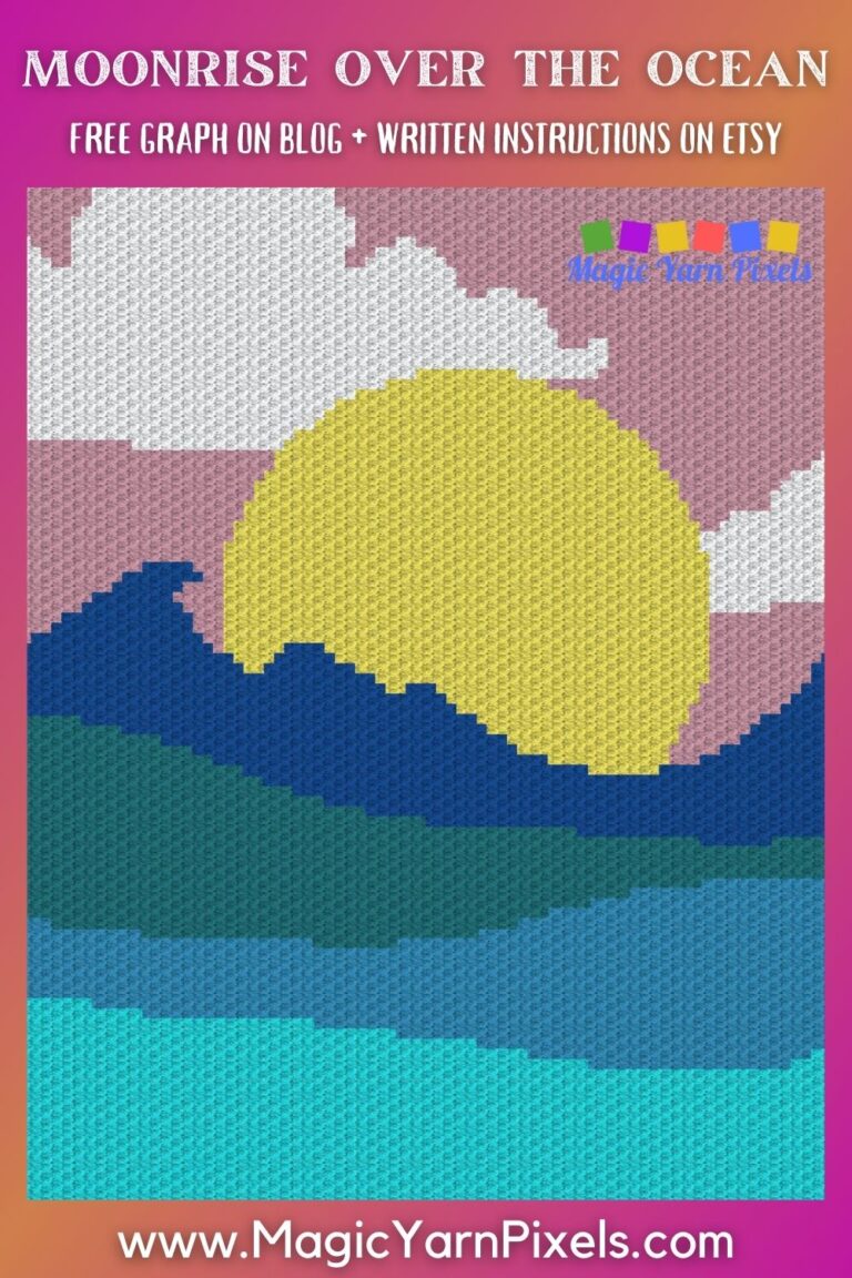 Moonrise Over The Ocean C2C Crochet Pattern & Free Graph - Magic Yarn ...
