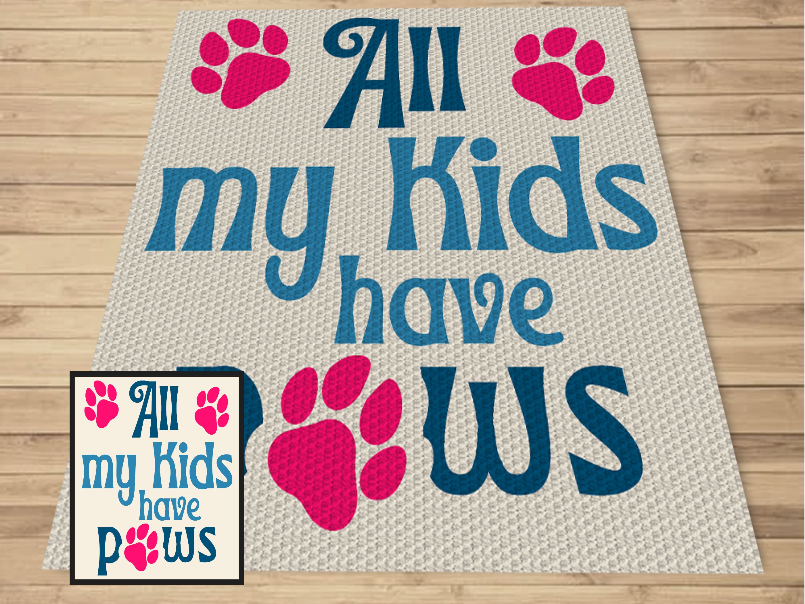 All My Kids Have Paws C2C Crochet Pattern & Free Graph - Magic Yarn Pixels