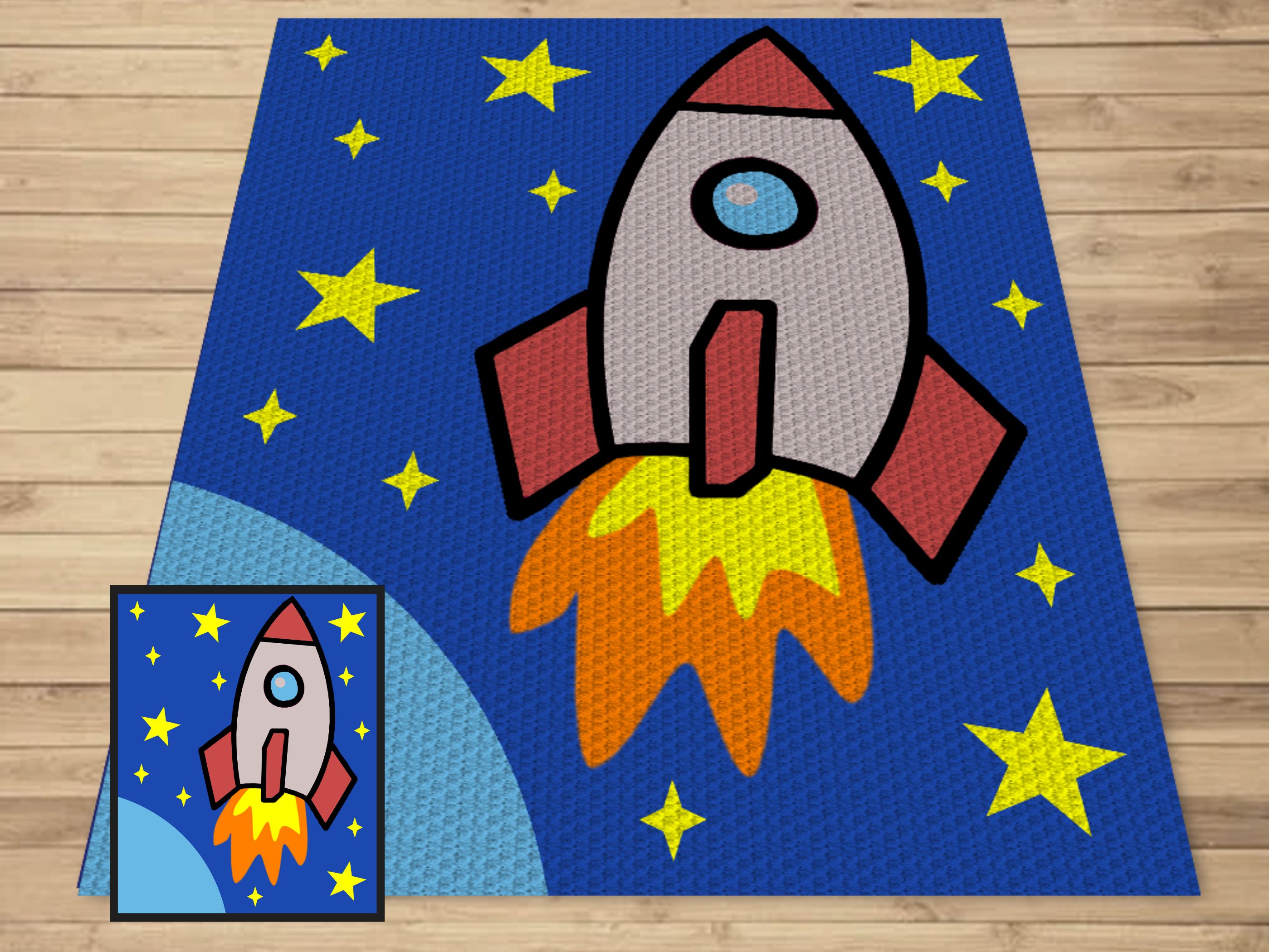Space Rocket C2C Crochet Pattern & Free Graph - Magic Yarn Pixels