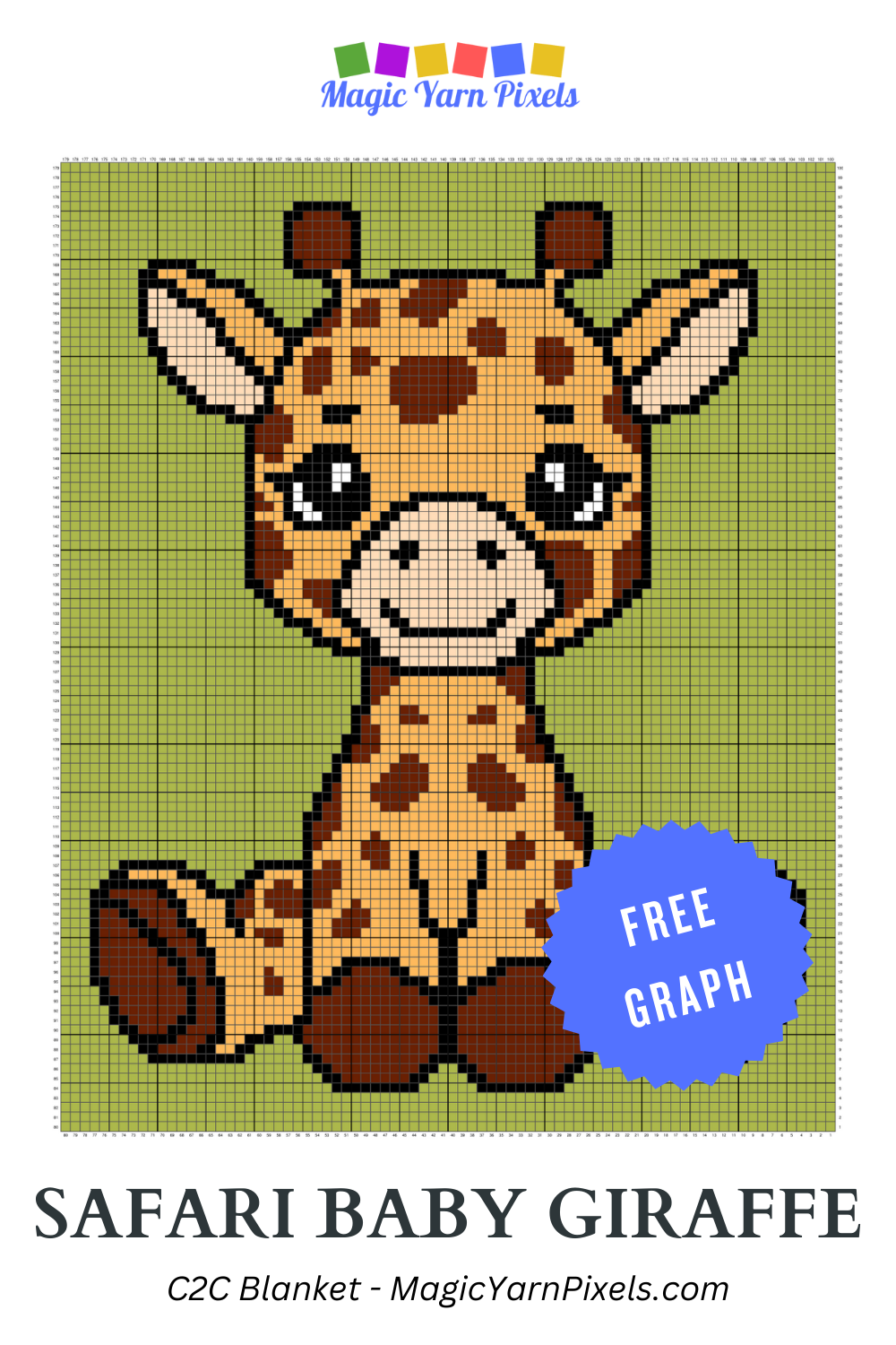 C2C Crochet Baby Giraffe Blanket For Safari Nurseries - Magic Yarn Pixels
