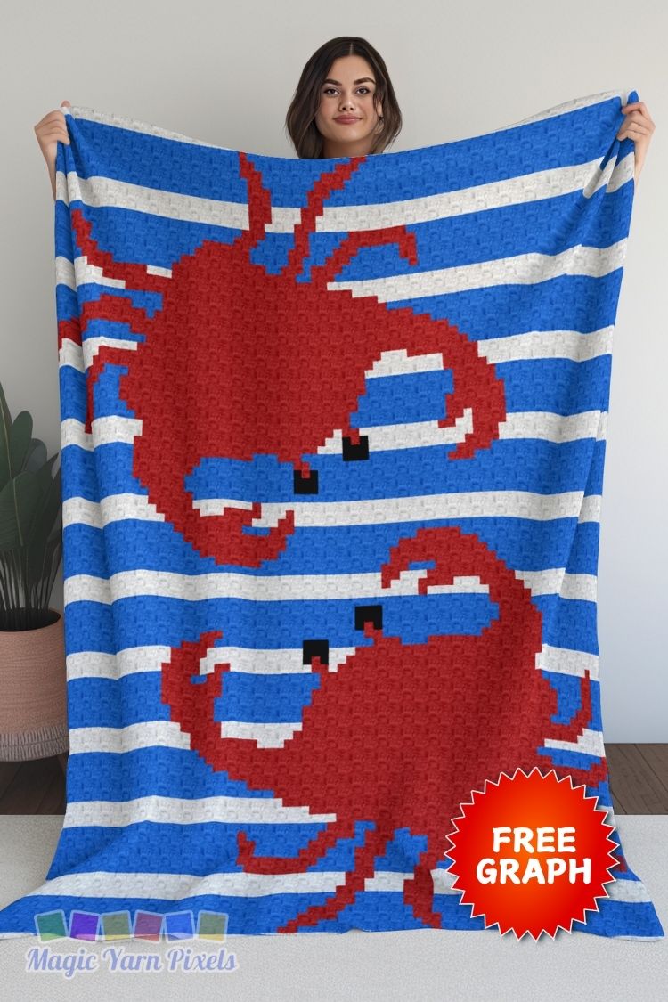 Free Mediterranean Crabs Print C2C Blanket Pattern And Graph - Magic ...