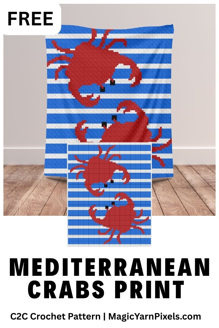 Free Mediterranean Crabs Print C2C Blanket Pattern And Graph - Magic ...